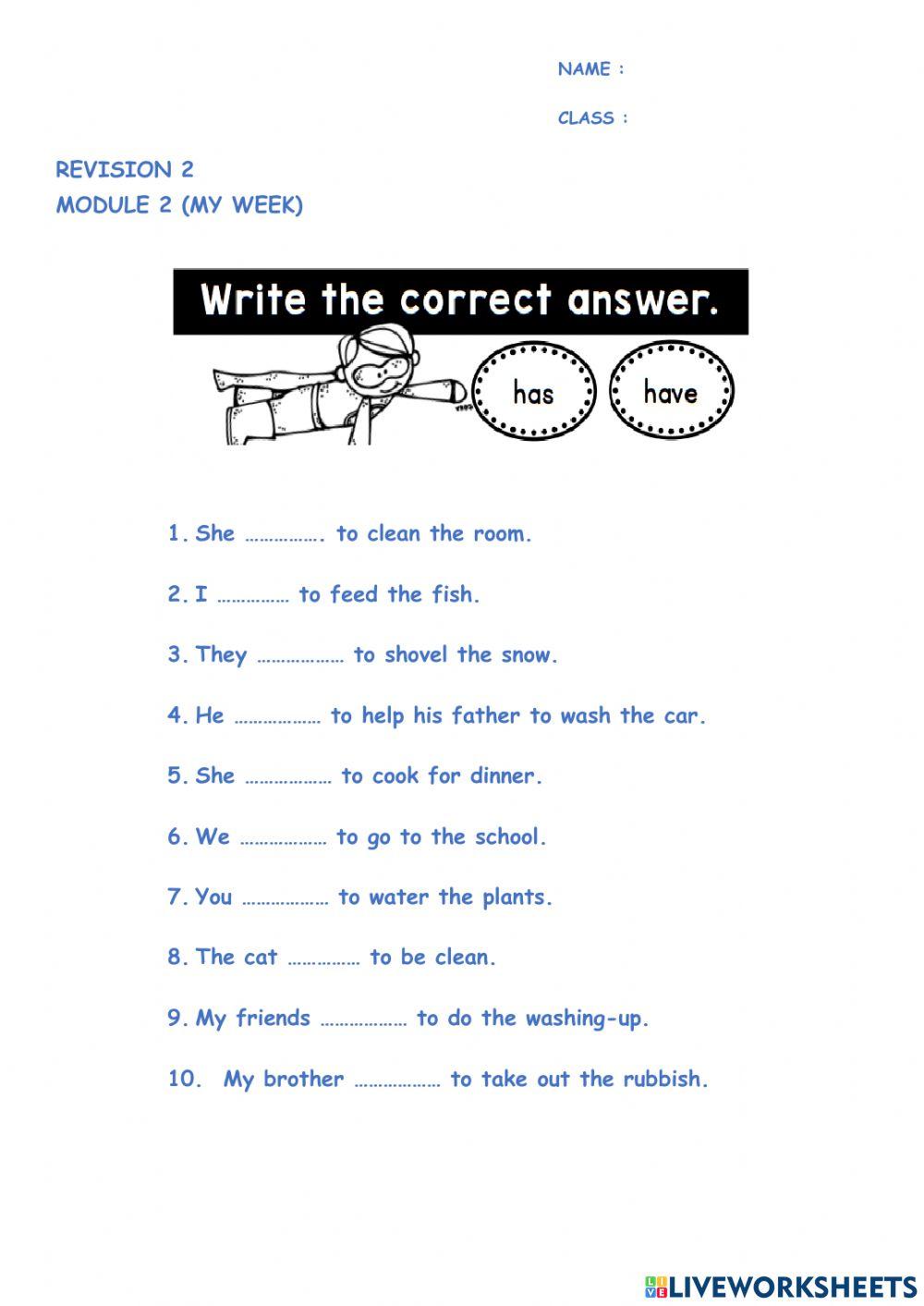 M2 rev 2 my week worksheet | Live Worksheets
