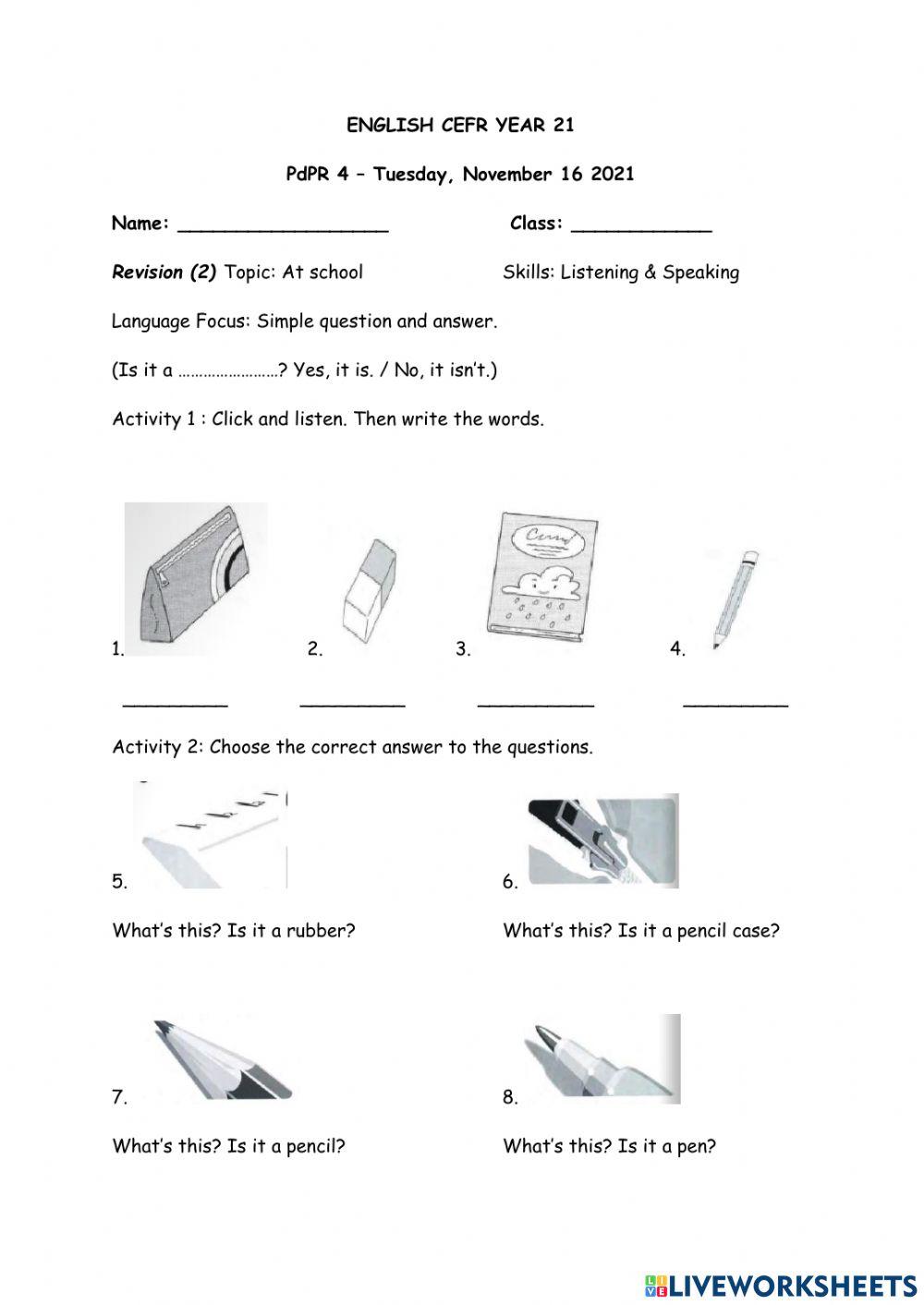 At School online exercise for Year 1 | Live Worksheets