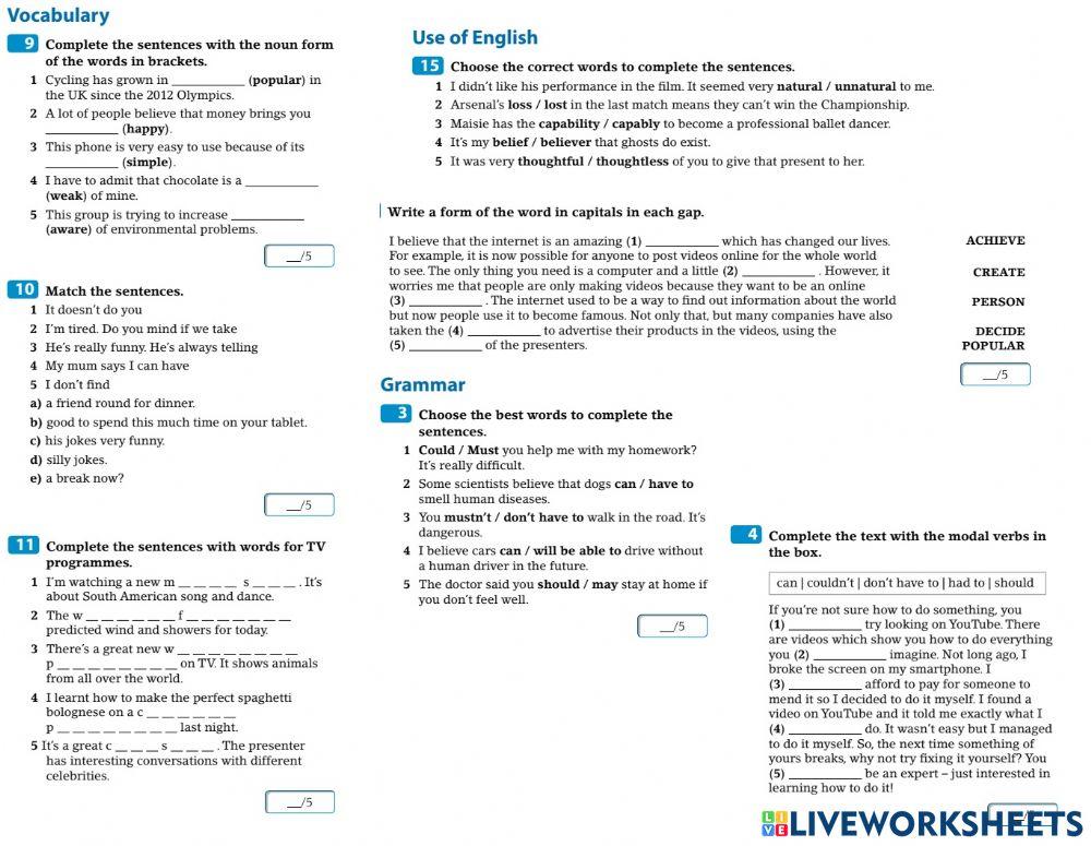 Achievements activity | Live Worksheets