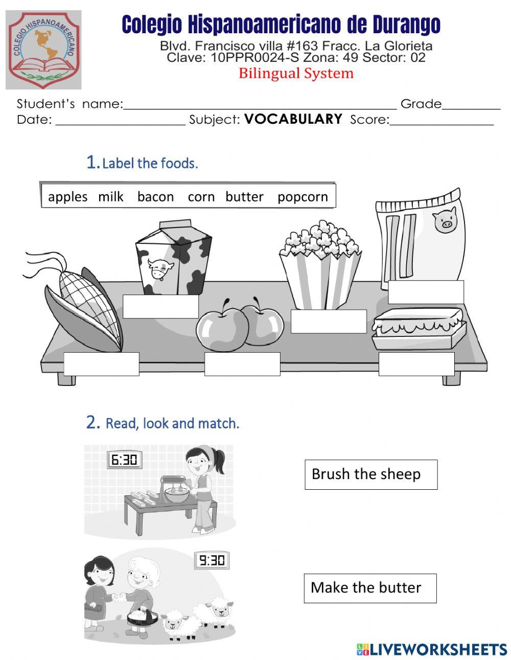 Vocabulary exam online exercise | Live Worksheets