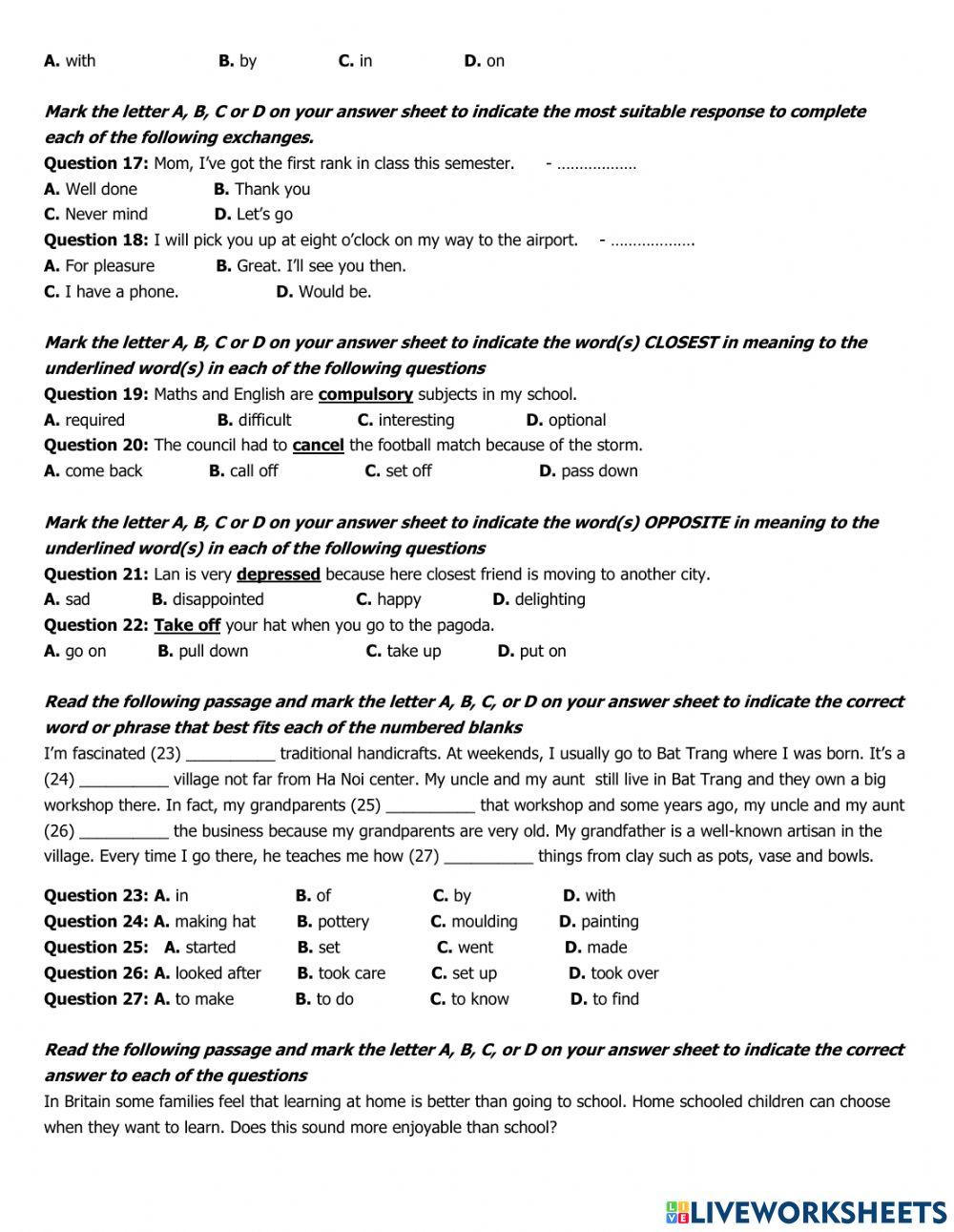 De 2 activity | Live Worksheets