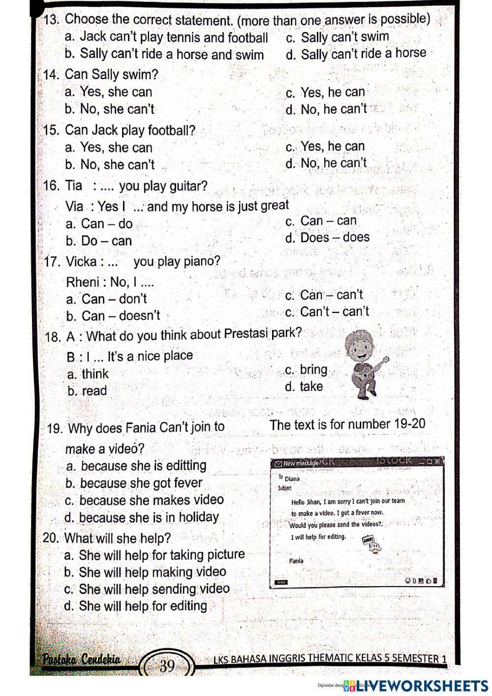 Bahasa inggris interactive exercise for 5 | Live Worksheets