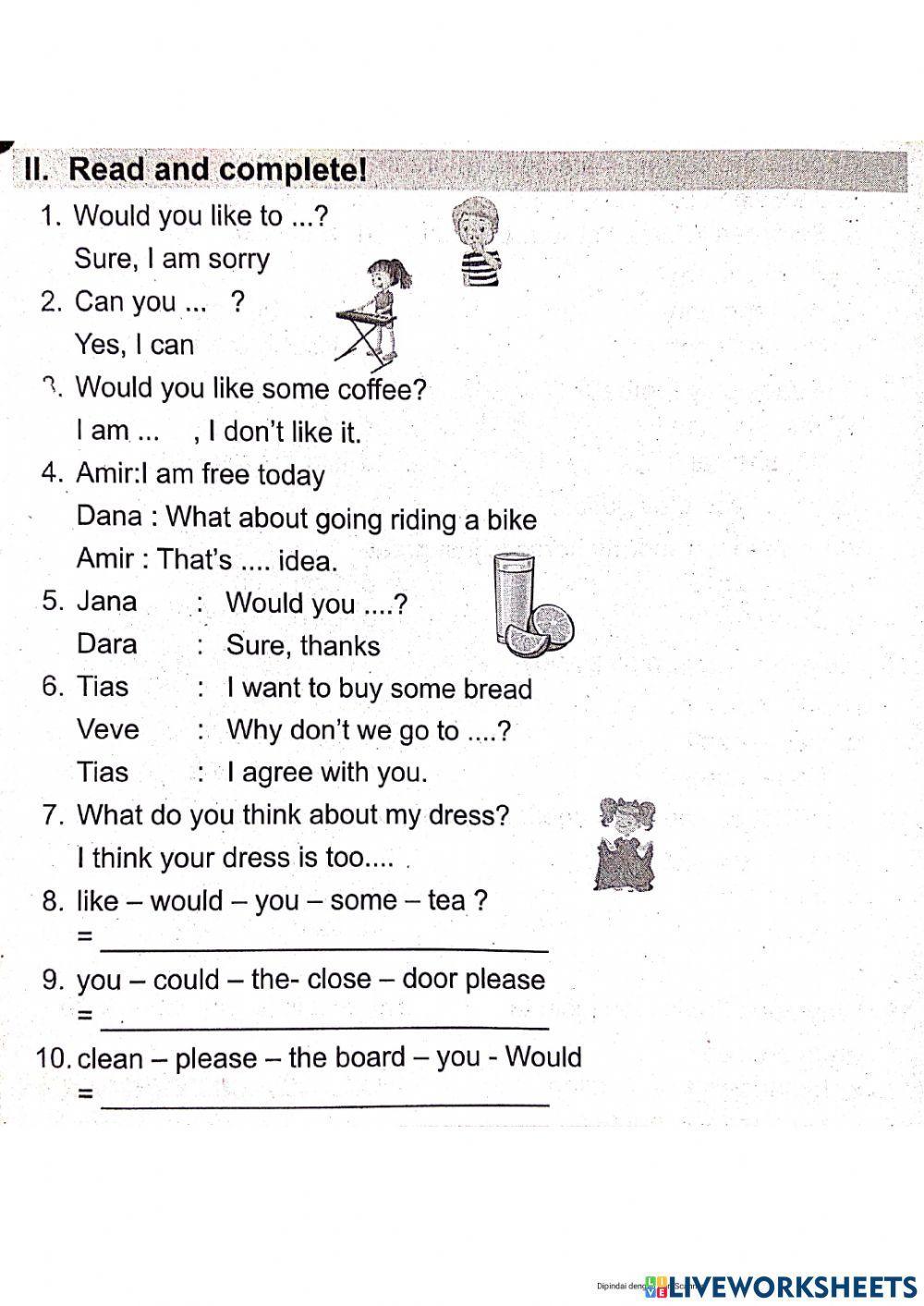 Bahasa inggris interactive exercise for 5 | Live Worksheets