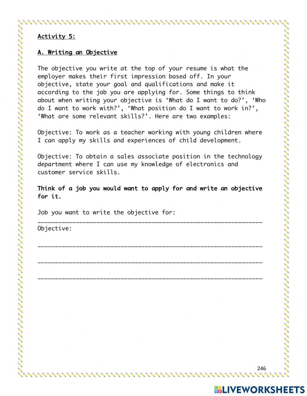 Unit 13: Resume Writing - Activity 5 worksheet | Live Worksheets