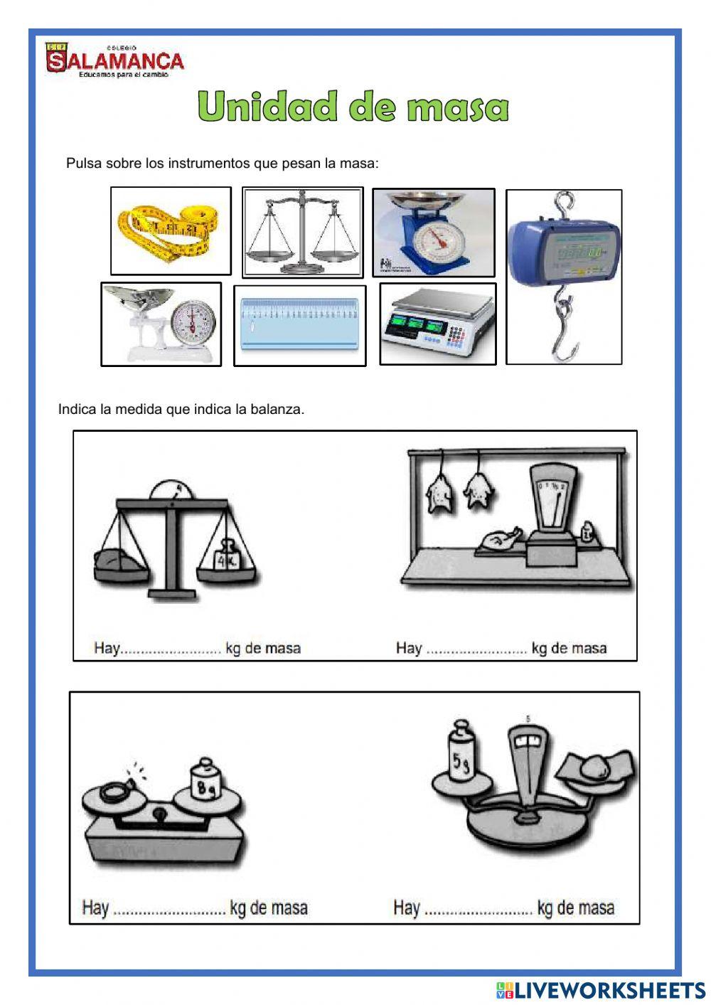 Unidad de masa interactive worksheet | Live Worksheets