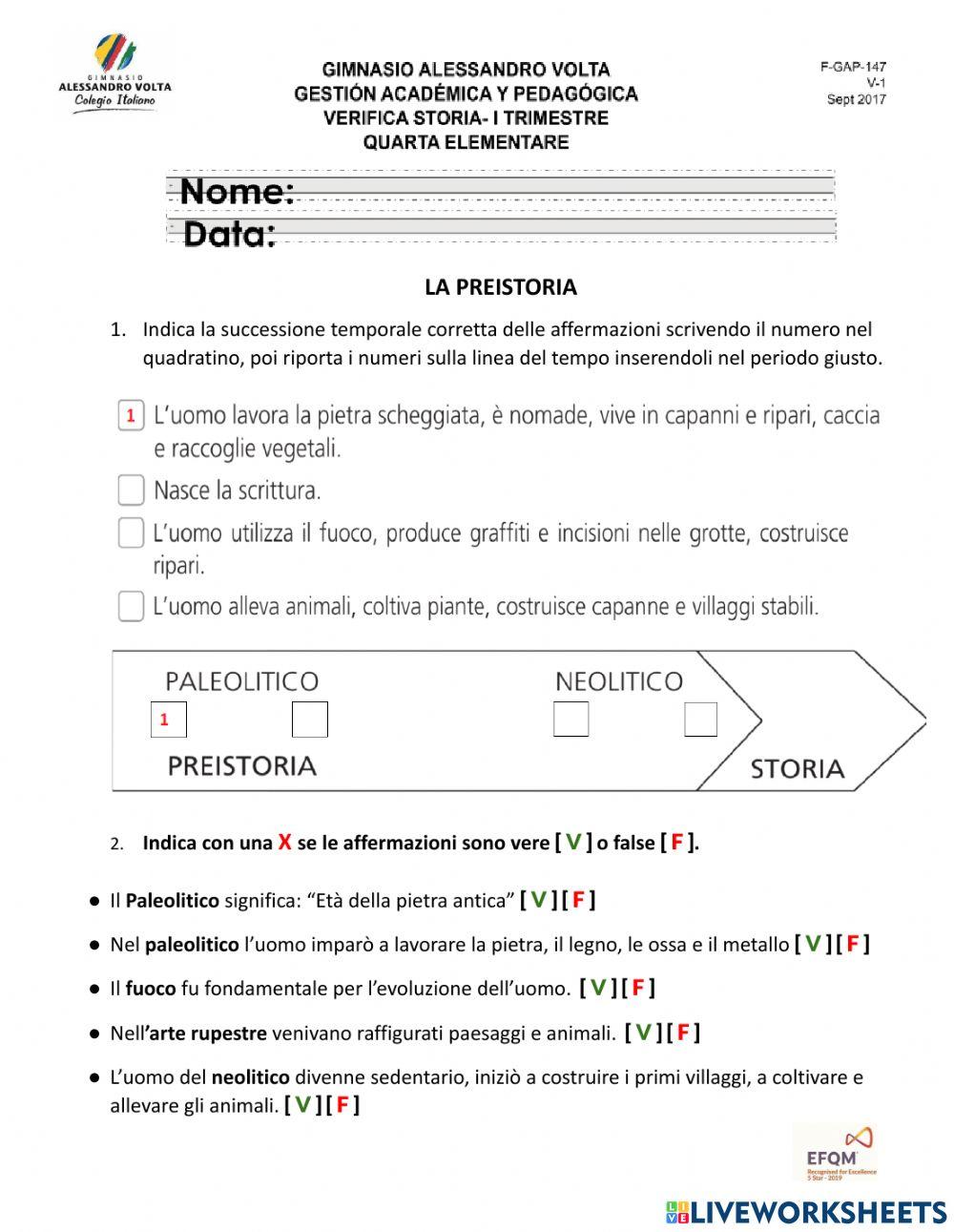 Verifica Storia Quarta Elementare | alexandratorres