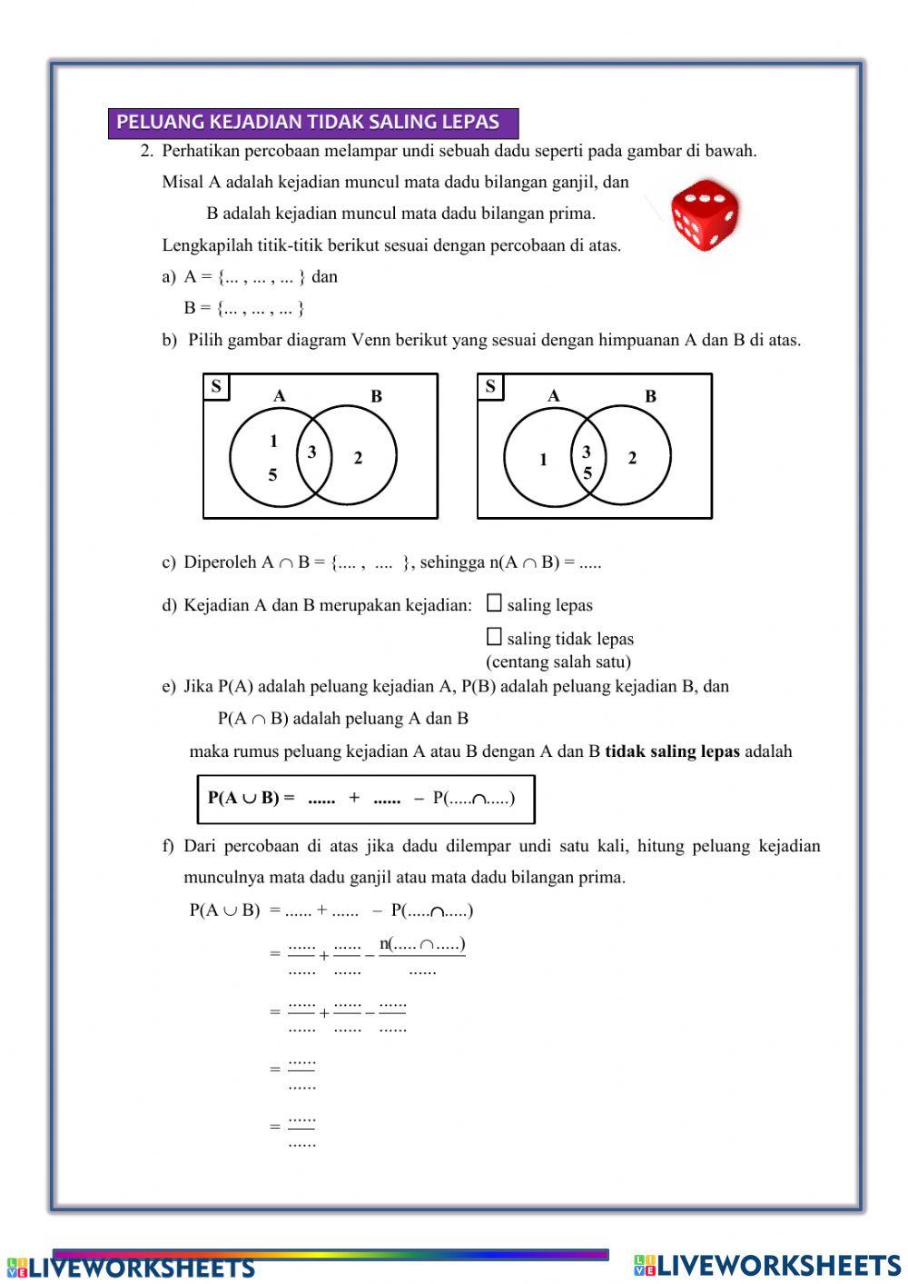 peluang kelas XII | yulfitri | Live Worksheets