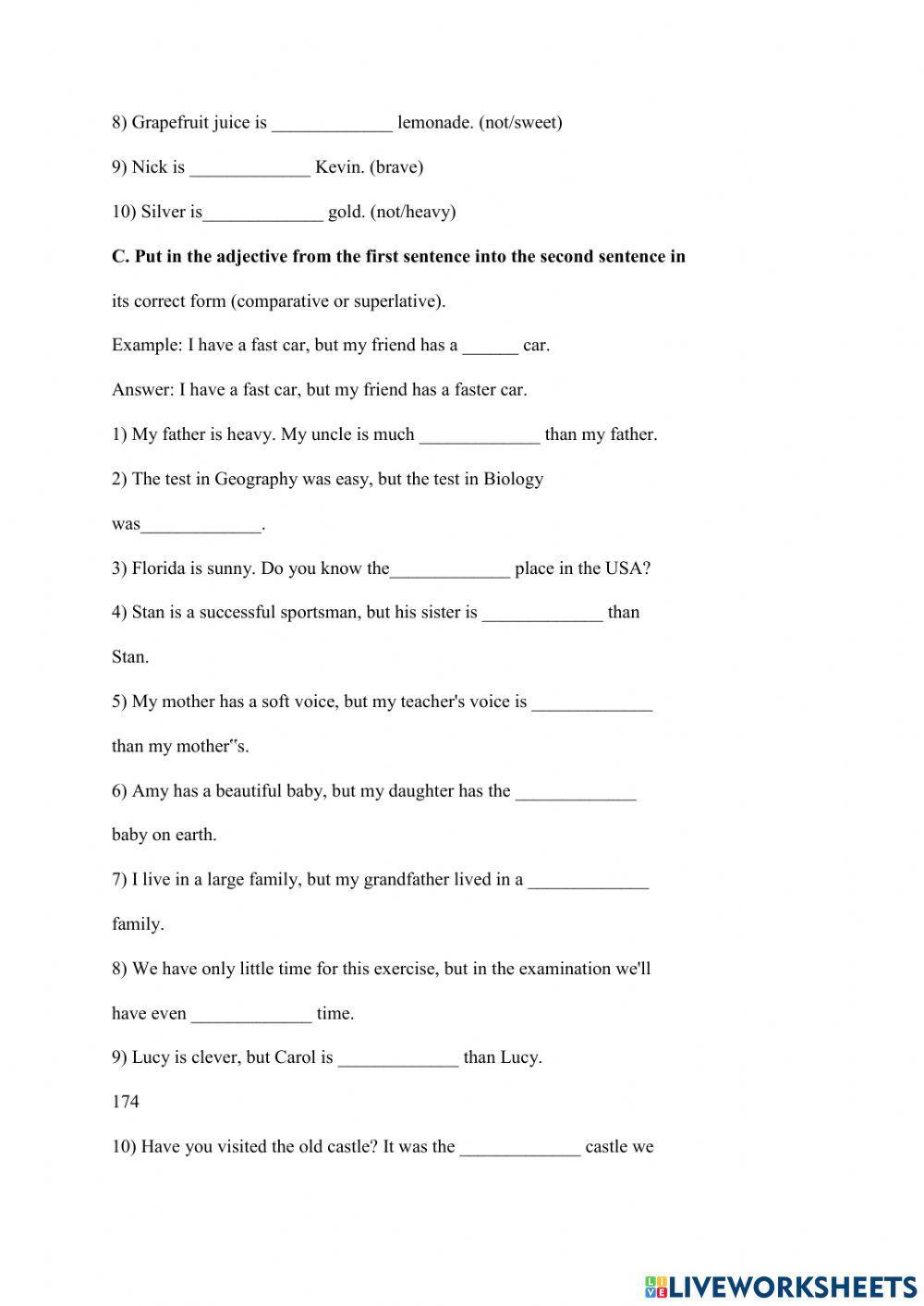 Comaprison interactive worksheet | Live Worksheets