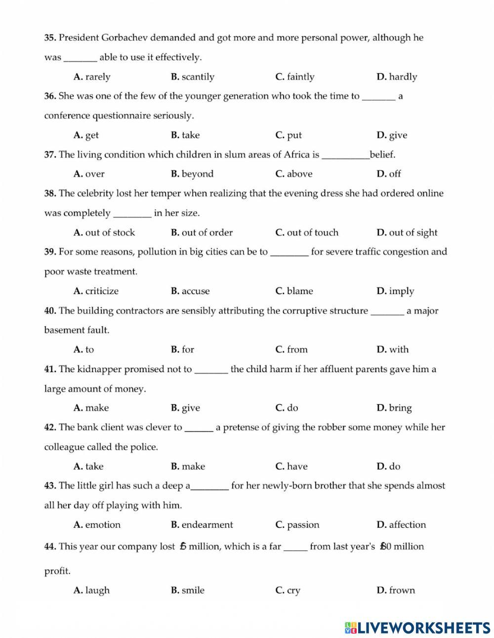 Collocation 2 1649166 | tranghuyenth | Live Worksheets