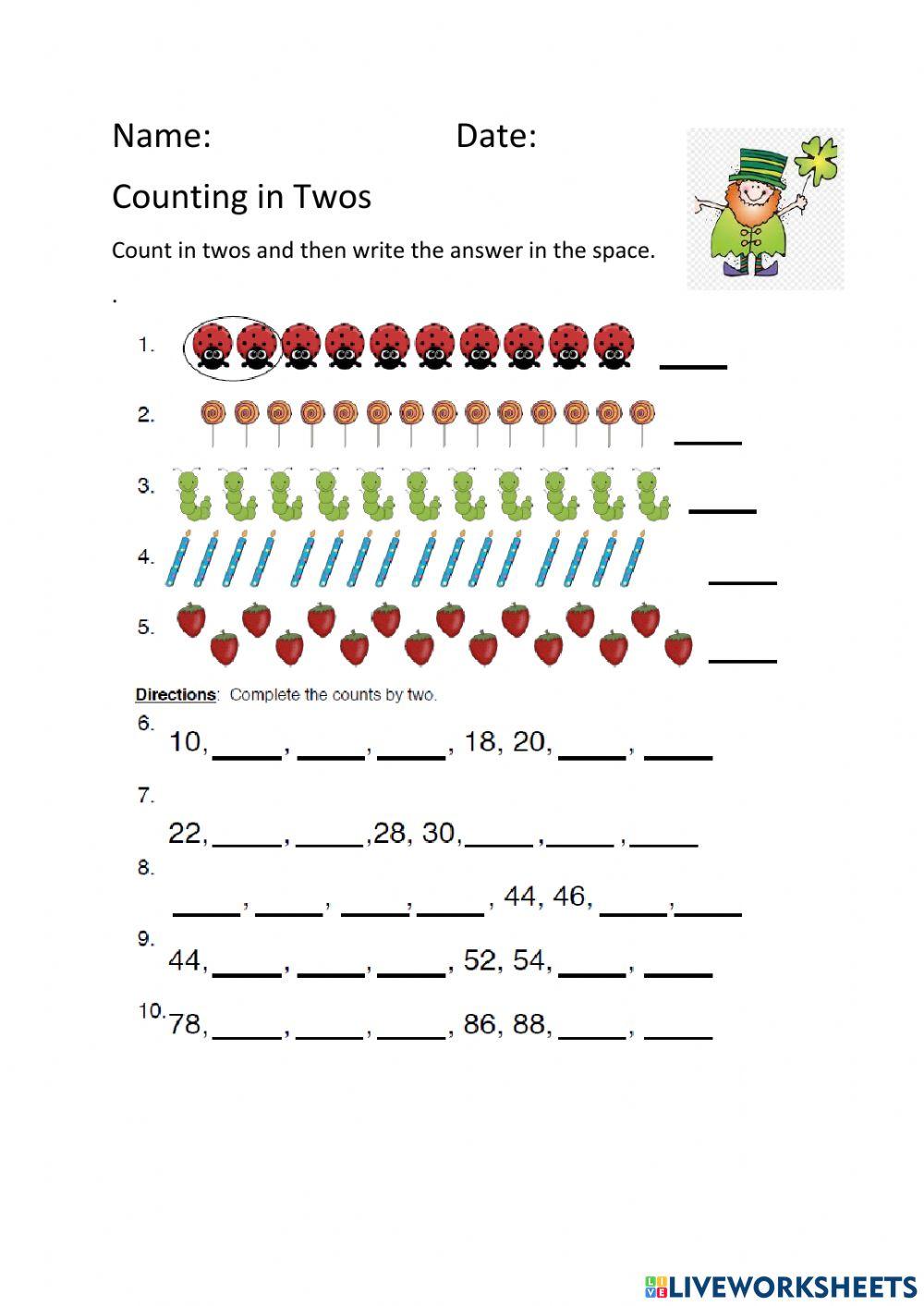 Counting in 2's exercise | Live Worksheets