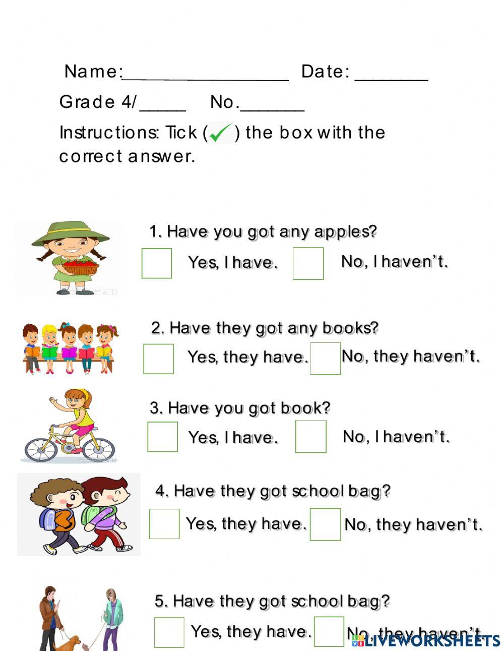 Have and Haven't | Free Interactive Worksheets | 1649249