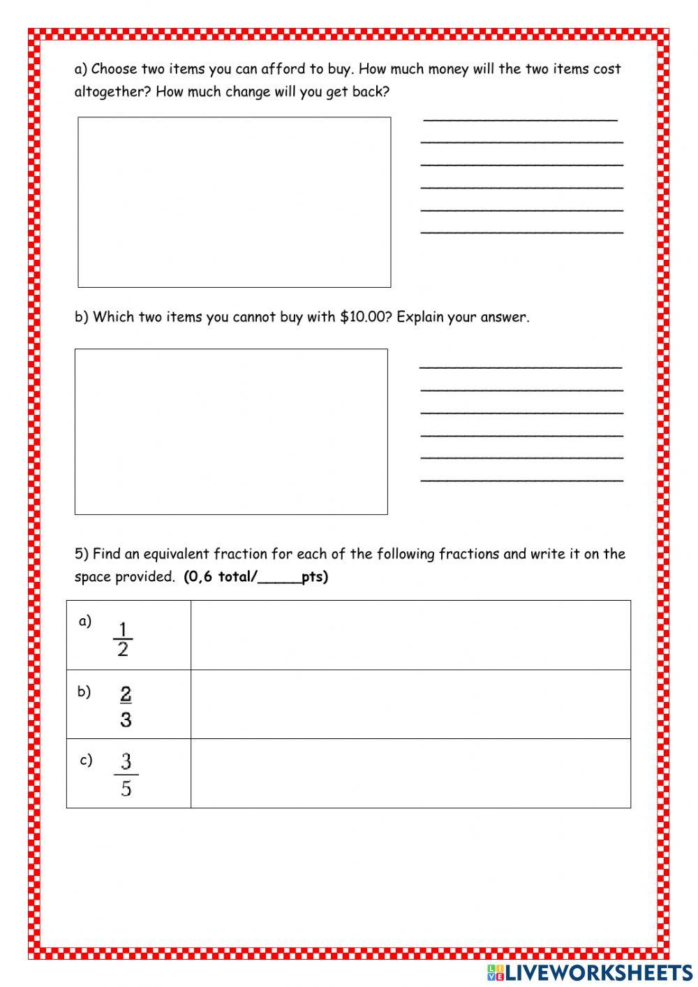 3rd Trimester Y4 Math Assessment online exercise for | Live Worksheets