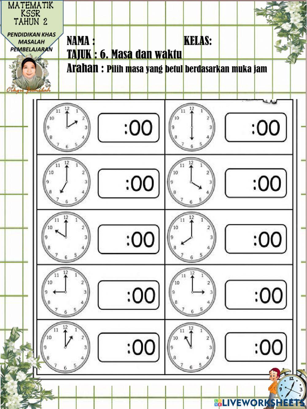 Masa dan Waktu online exercise for 2 | Live Worksheets