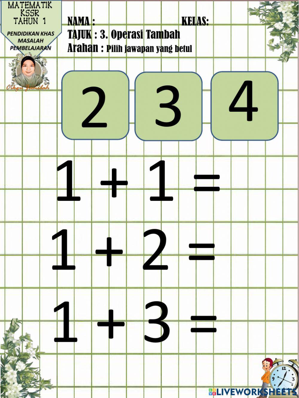 3. Operasi Tambah worksheet | Live Worksheets