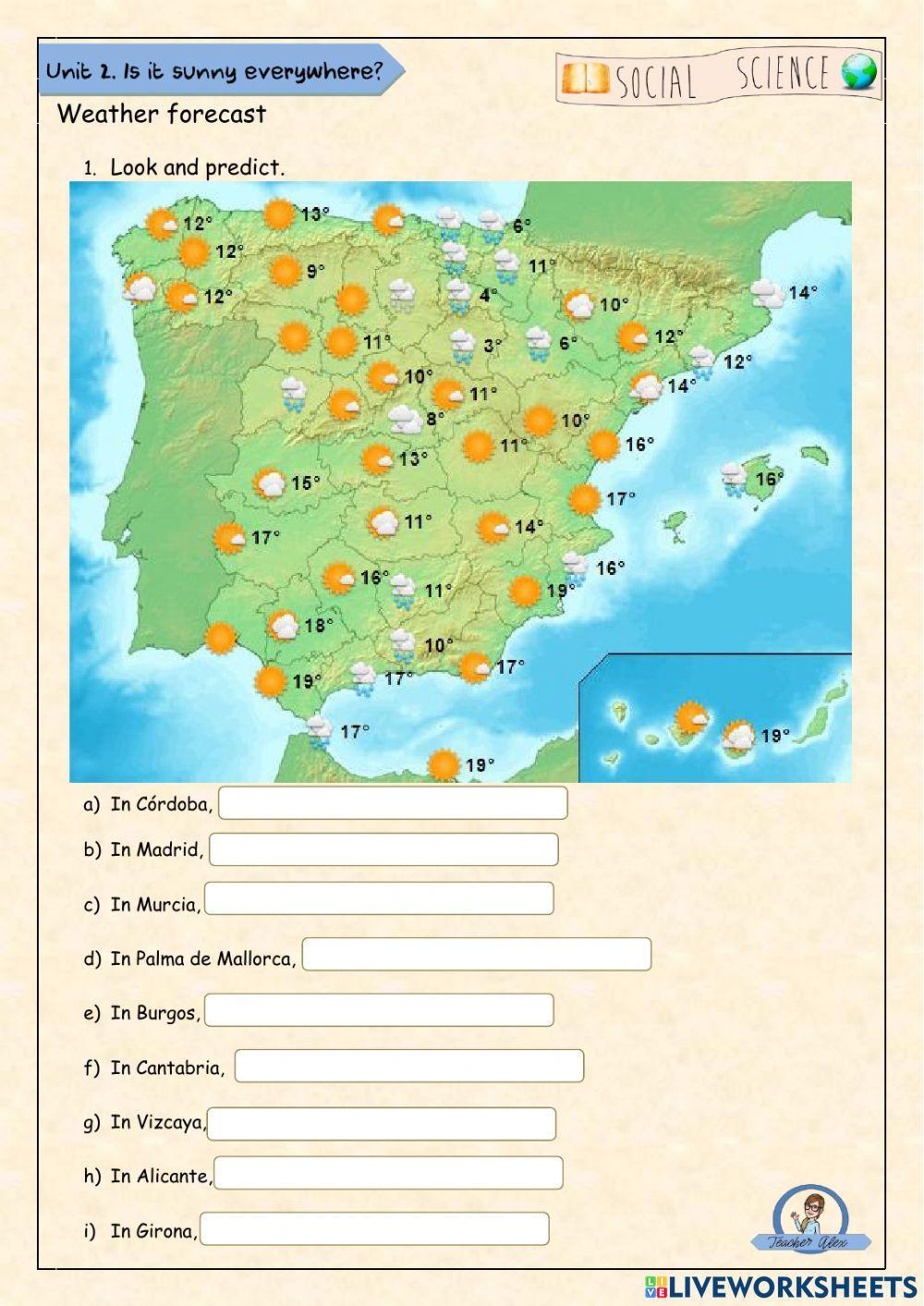 Weather forecast free online exercise | Live Worksheets