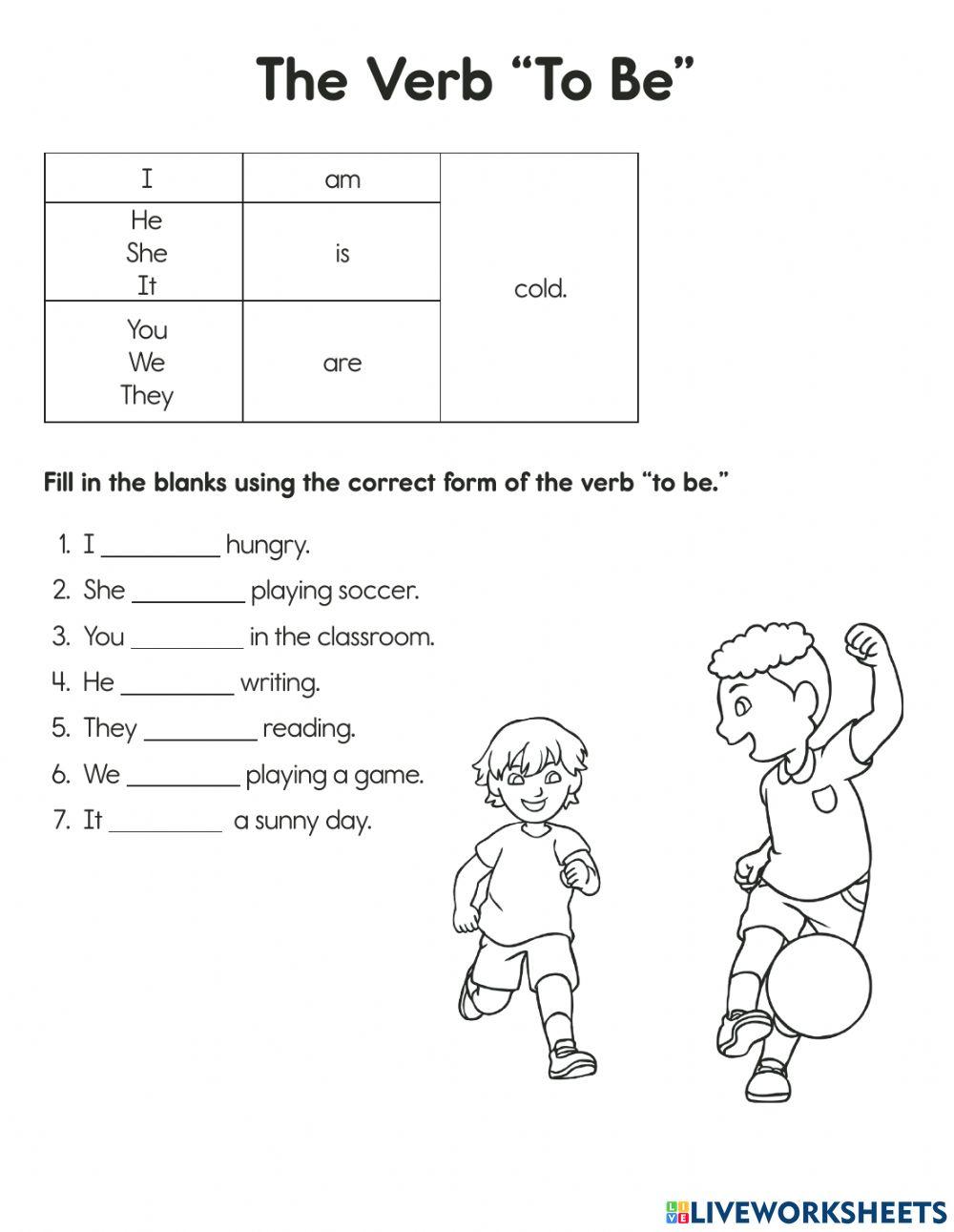 To be (Present tense) worksheet | Live Worksheets