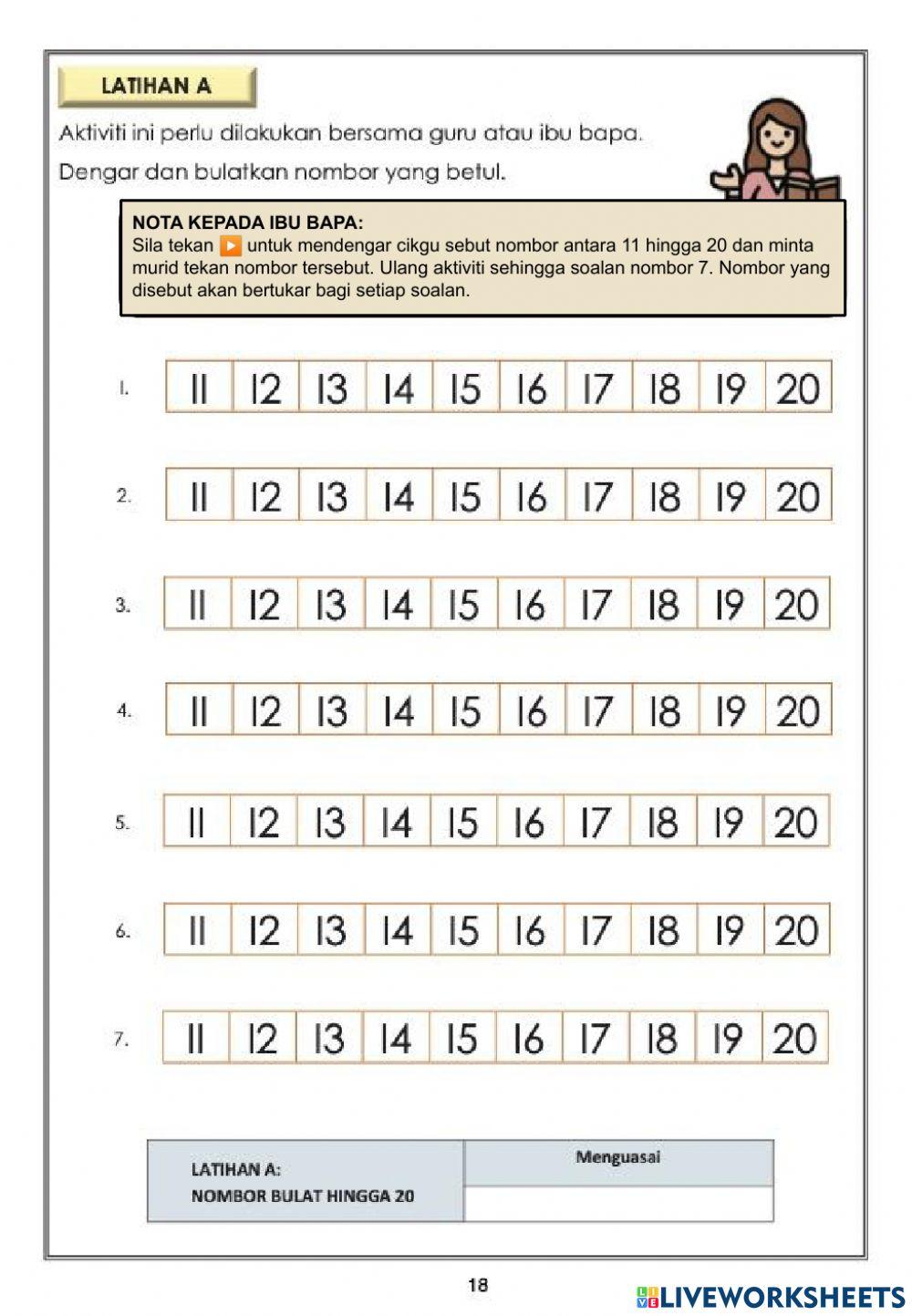 Ulangkaji penilaian numerasi worksheet | Live Worksheets
