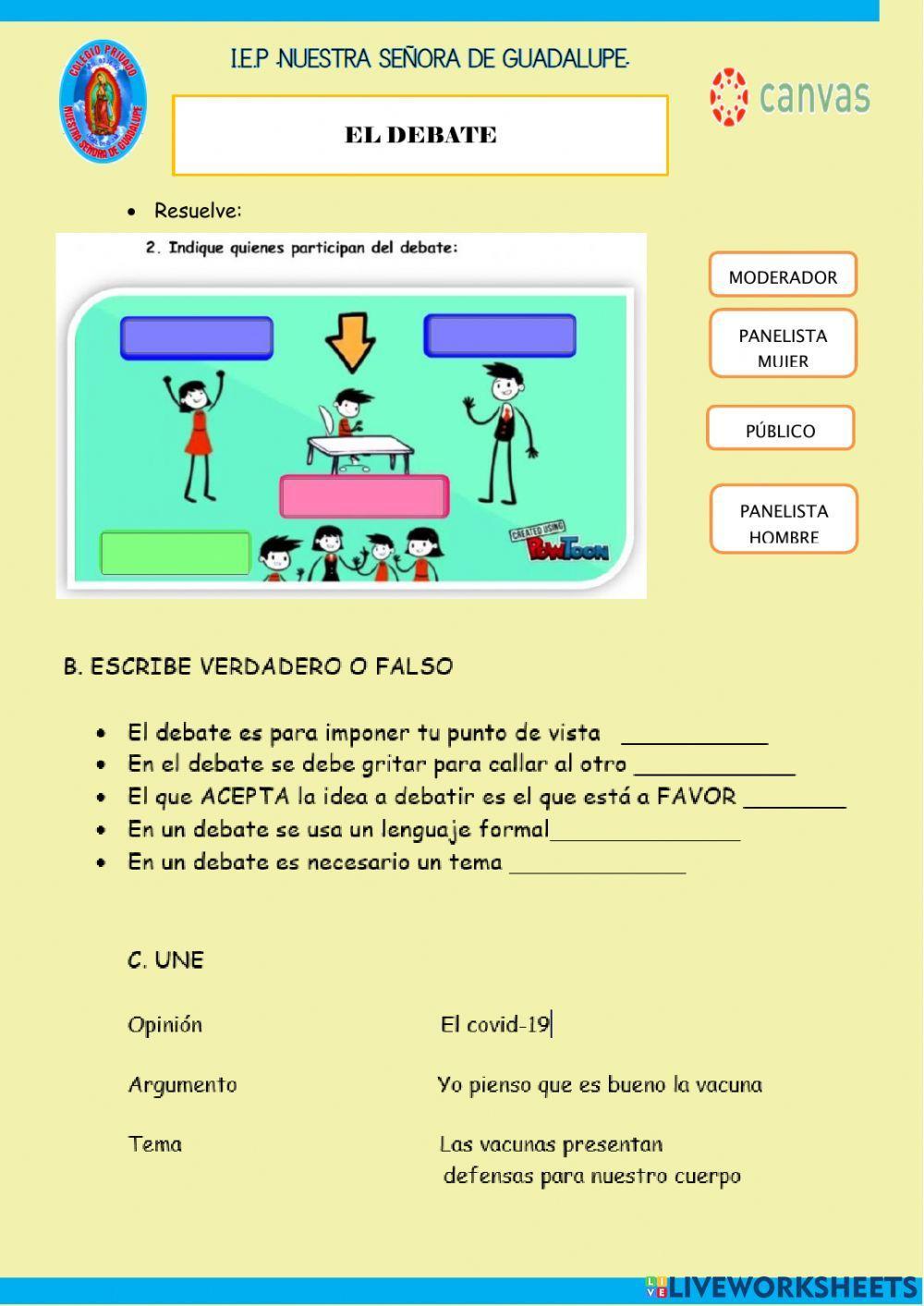 El Debate online exercise for 4TO GRADO | Live Worksheets