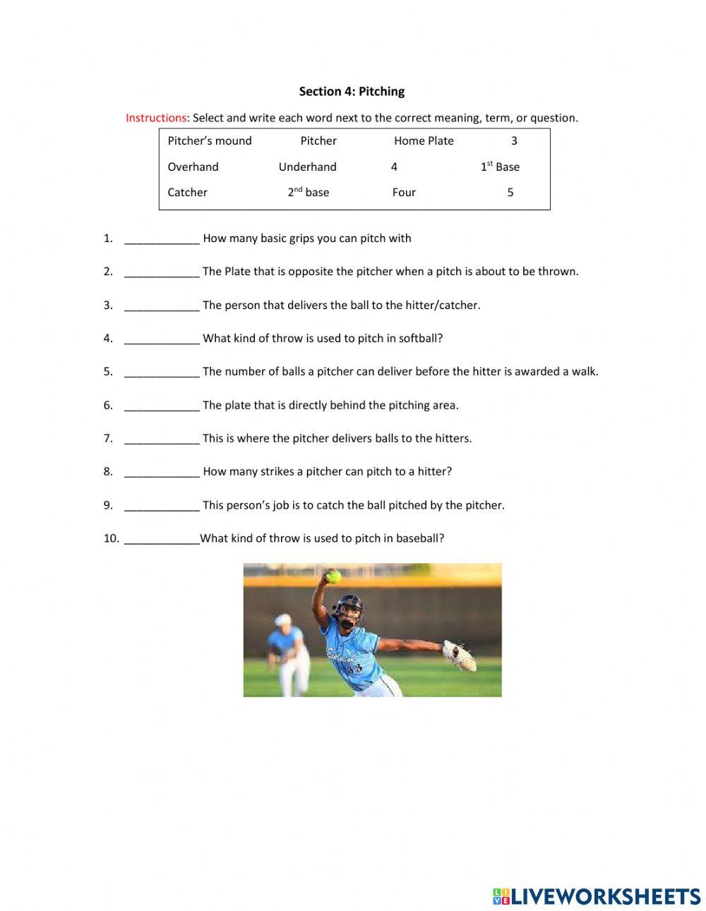 Albury Sayle Softball Test online exercise for | Live Worksheets