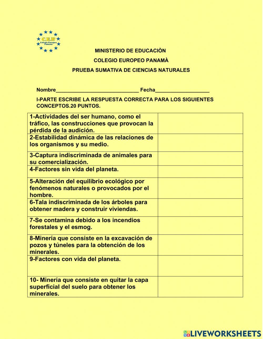 INTERVENCIÓN HUMANA EN LOS ECOSISTEMAS online exercise for | Live ...