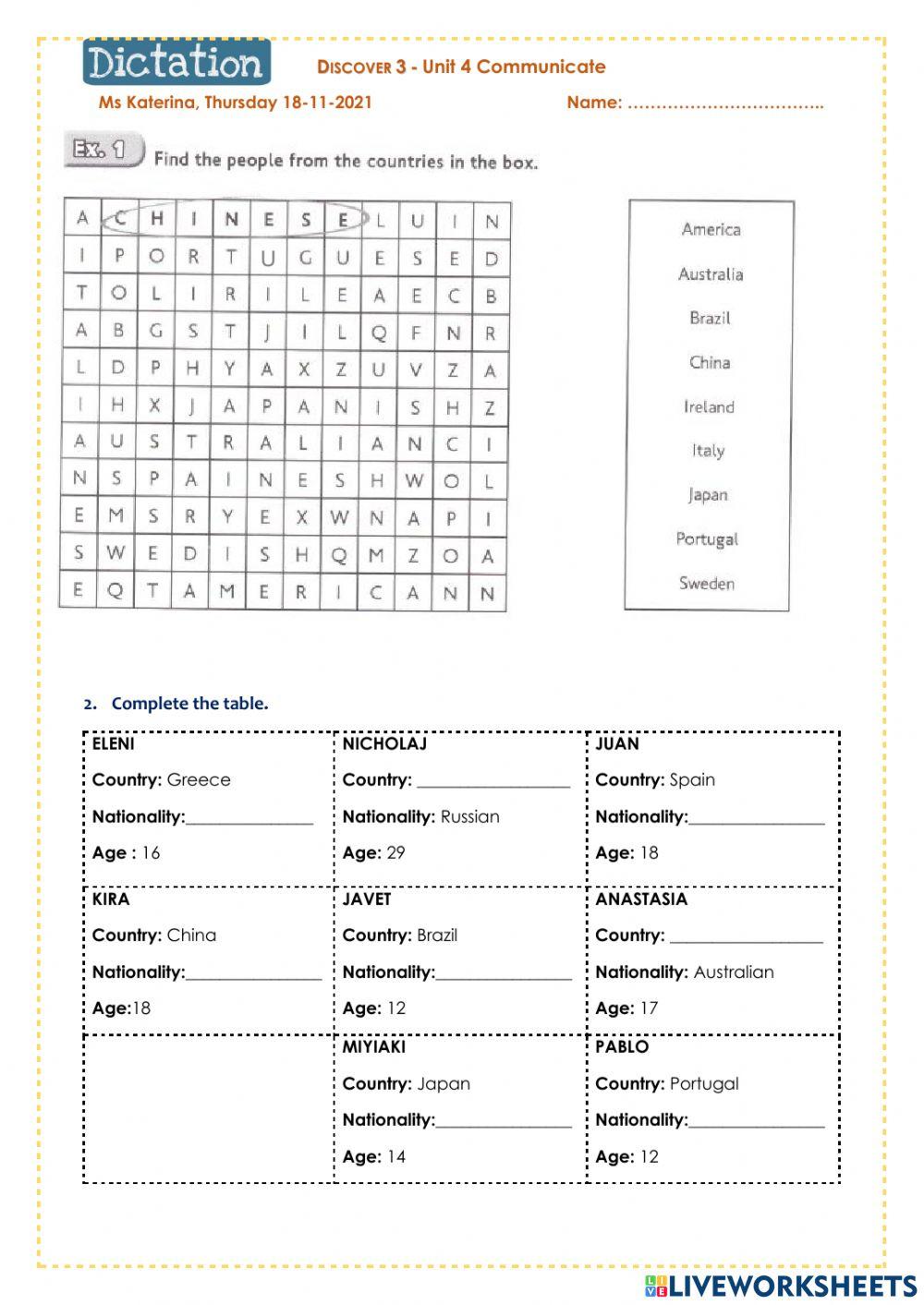 Oxford discover… | Free Interactive Worksheets | 1650976