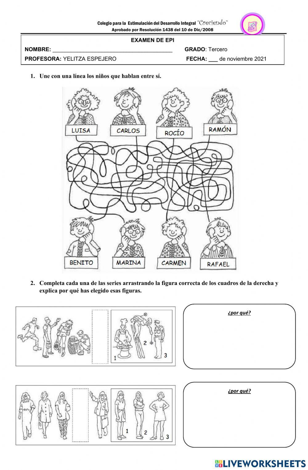 Examen epi 3° worksheet | Live Worksheets