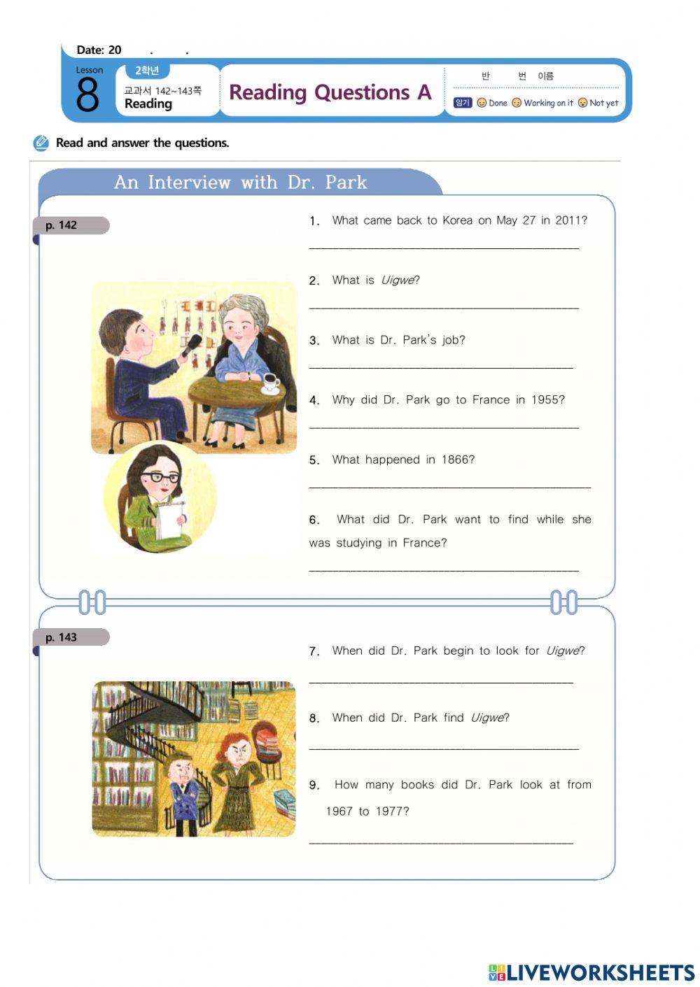 Lesson 8 Reading A worksheet | Live Worksheets