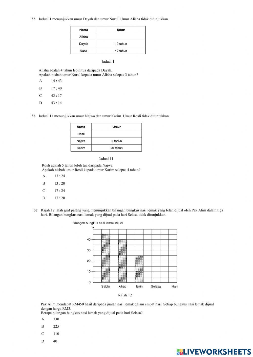 Kertas 1 online exercise for TAHUN 6 | Live Worksheets