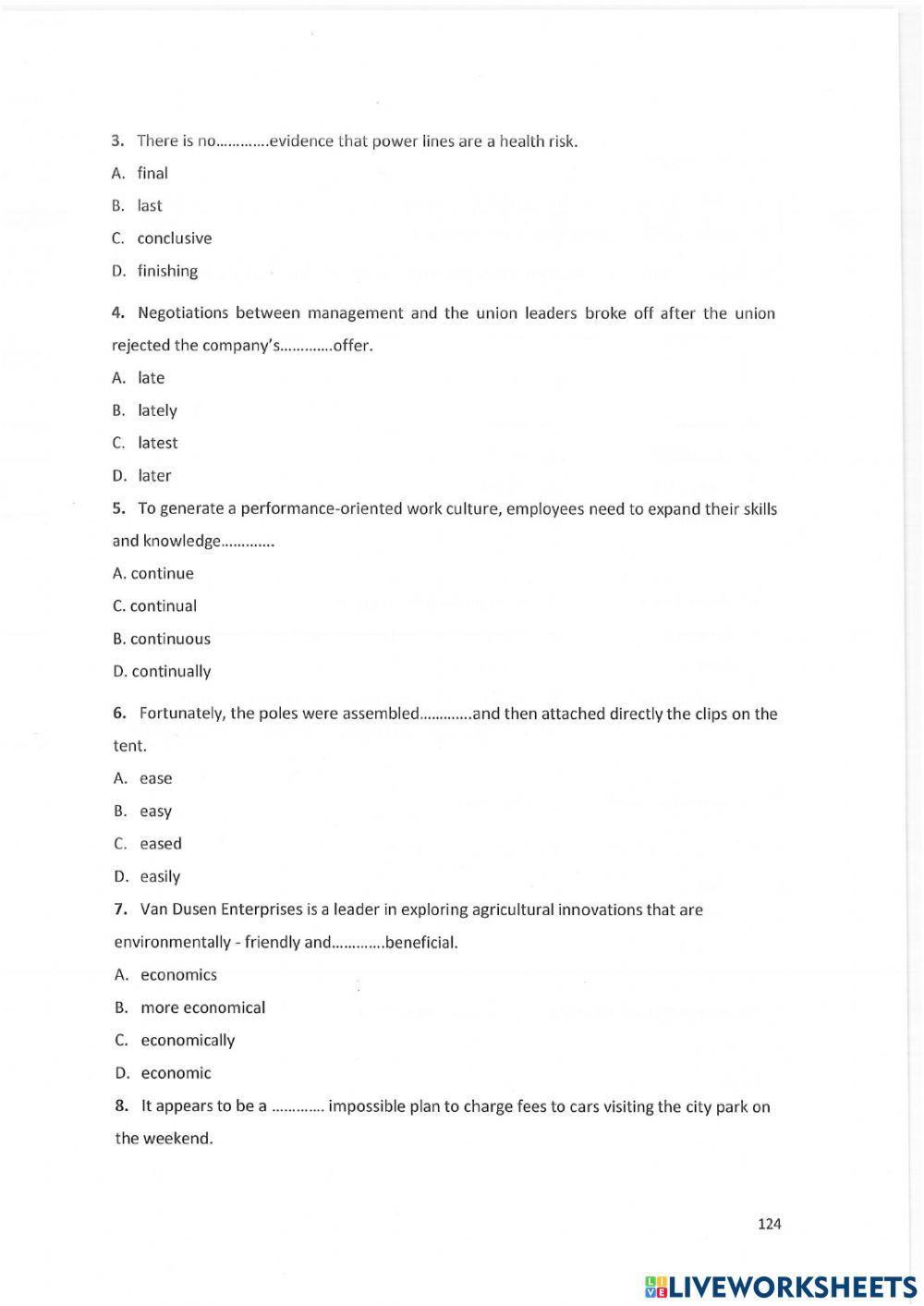 Unit 3: Adjective & Adverbs worksheet | Live Worksheets
