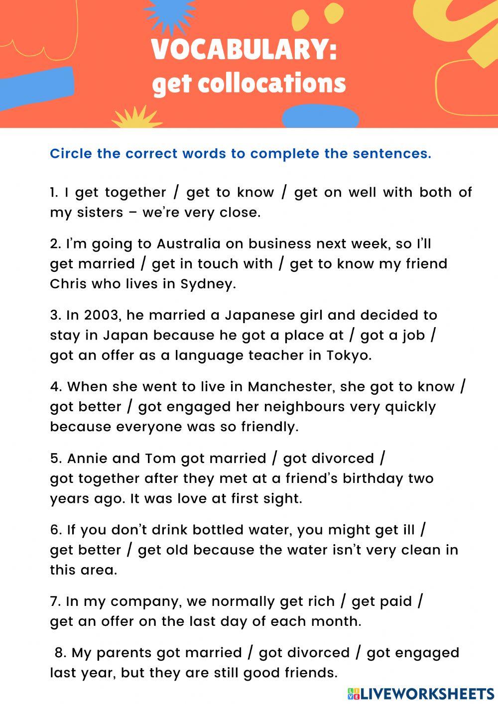 WS - get collocations | mmthiranan | Live Worksheets