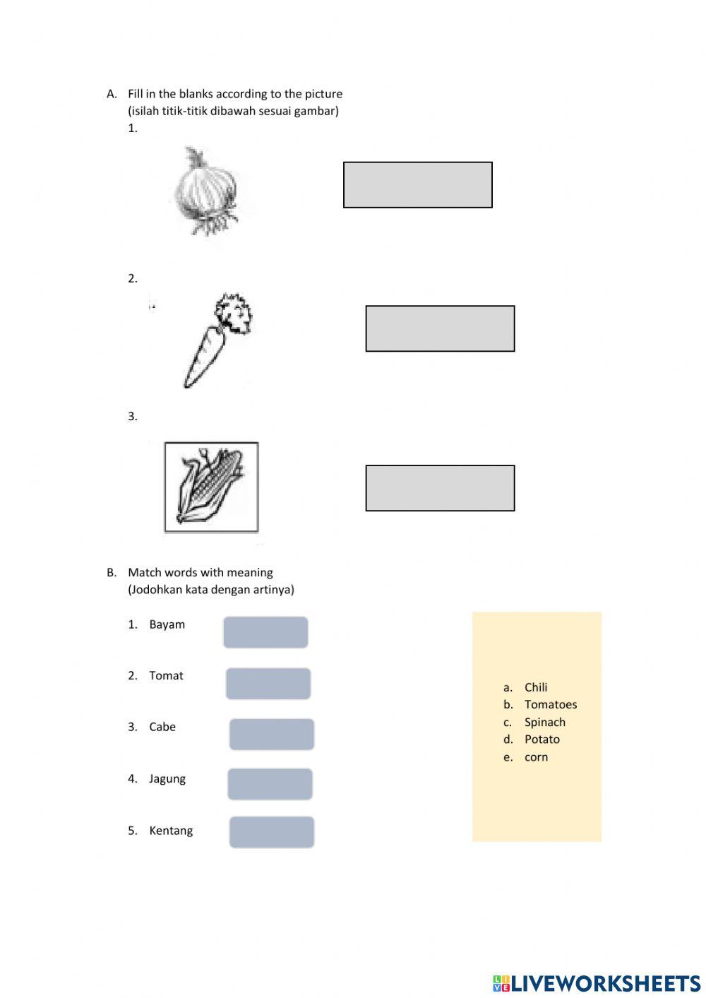 Bahasa Inggris online pdf worksheet | Live Worksheets