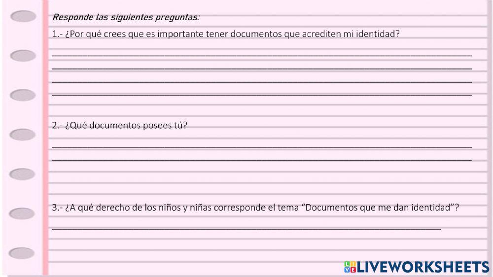Documentos que dan identidad worksheet | Live Worksheets