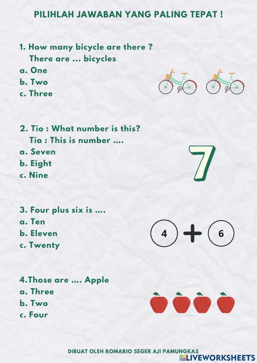LEARNING NUMBERS online exercise for | Live Worksheets