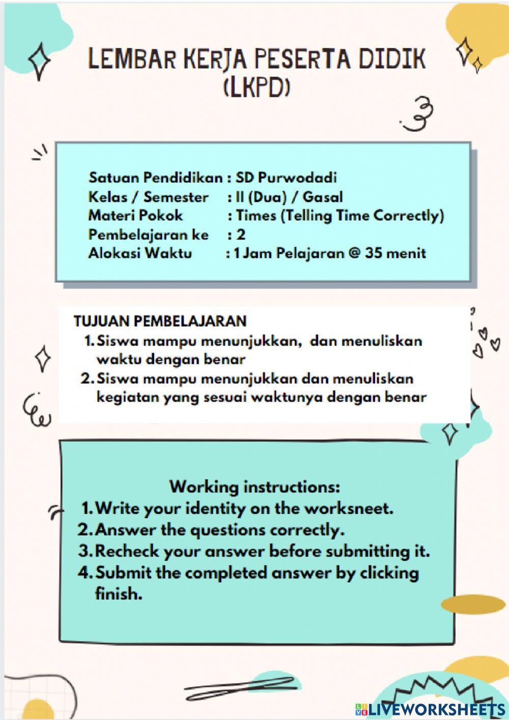 Lkpd online exercise for 2 | Live Worksheets