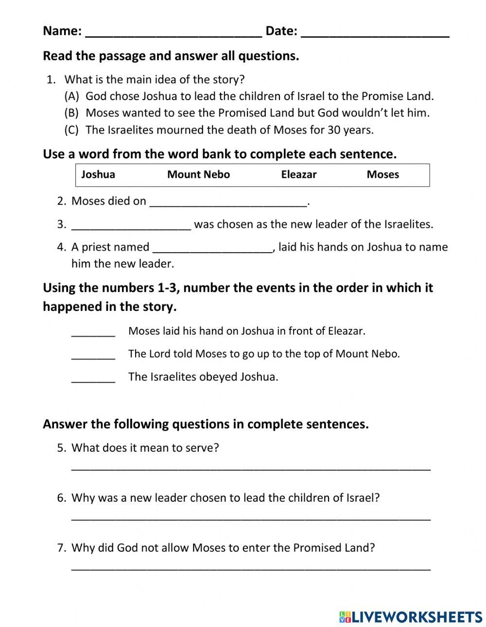Serving Others activity for 3 | Live Worksheets
