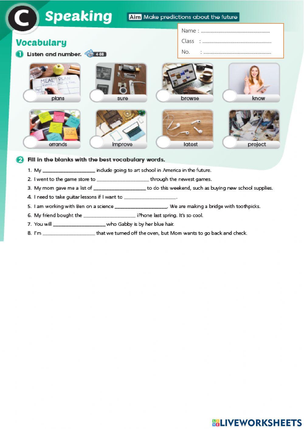 Unit 4 (C Speaking) online exercise for | Live Worksheets