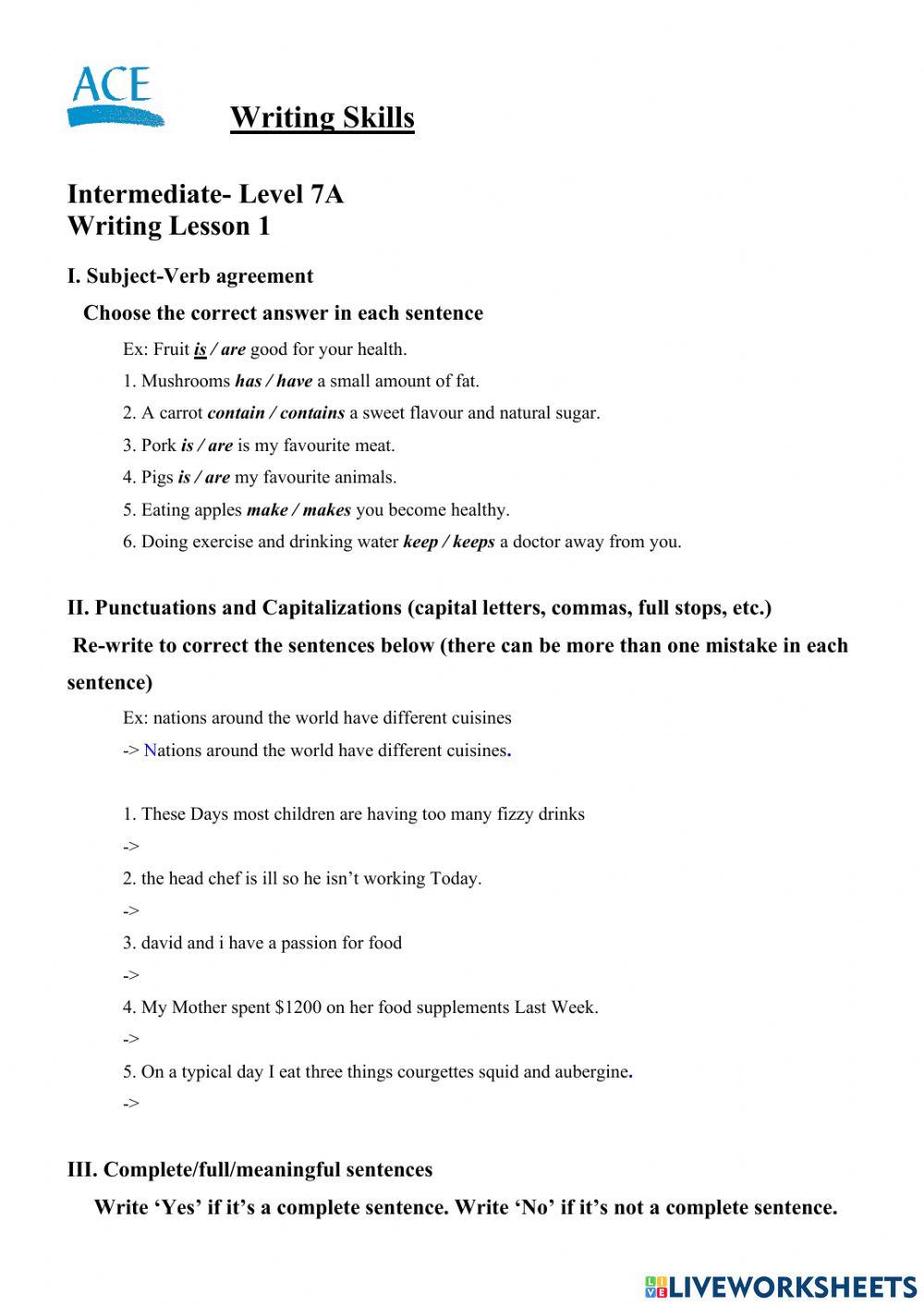 Writing GEP 7A worksheet | Live Worksheets