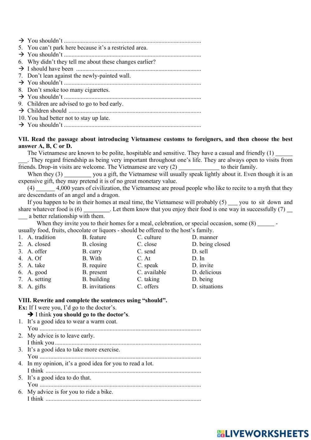 G8 - Unit 4: TE… | Free Interactive Worksheets | 1653420