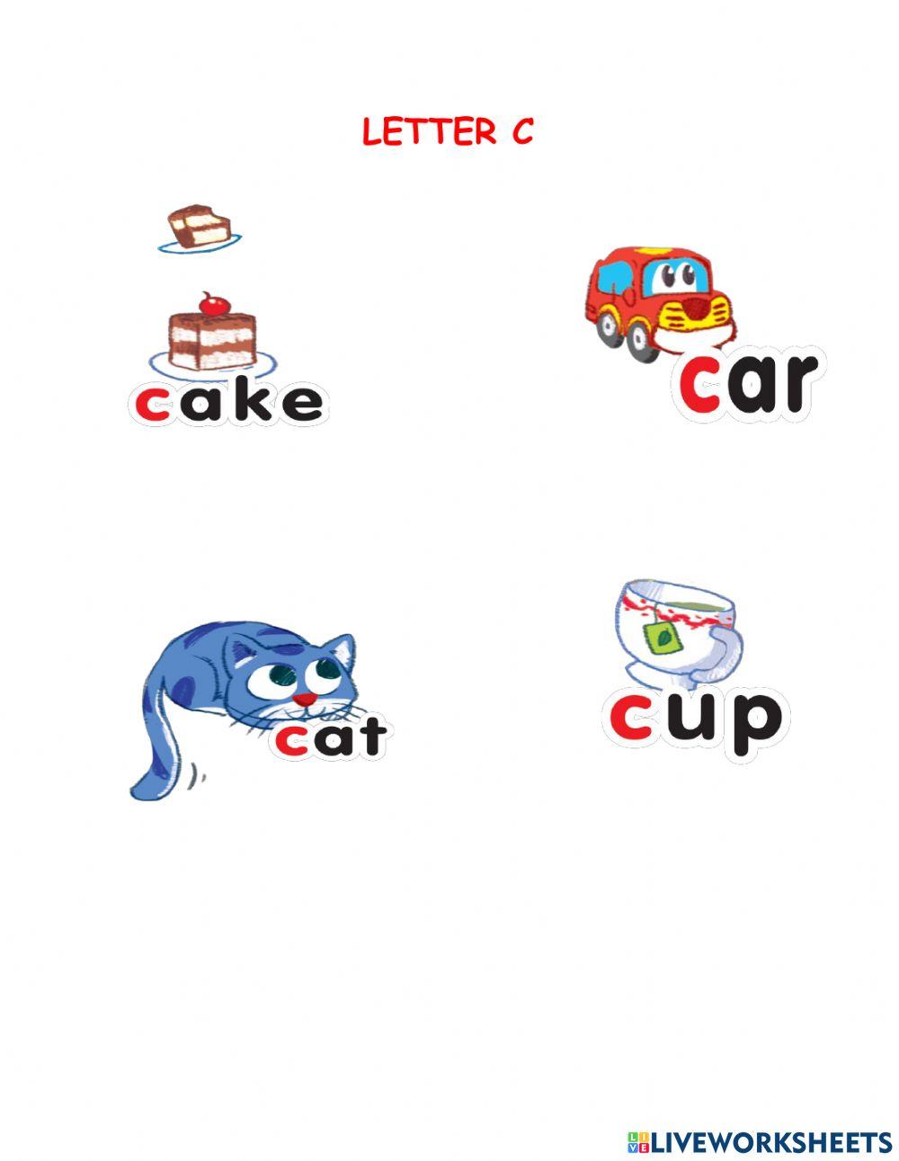 Letter c online exercise for grade 1 | Live Worksheets