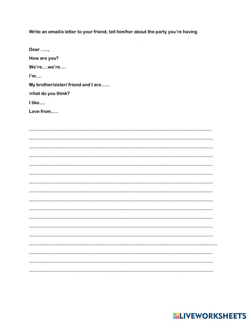 Writing an email-letter online exercise for | Live Worksheets