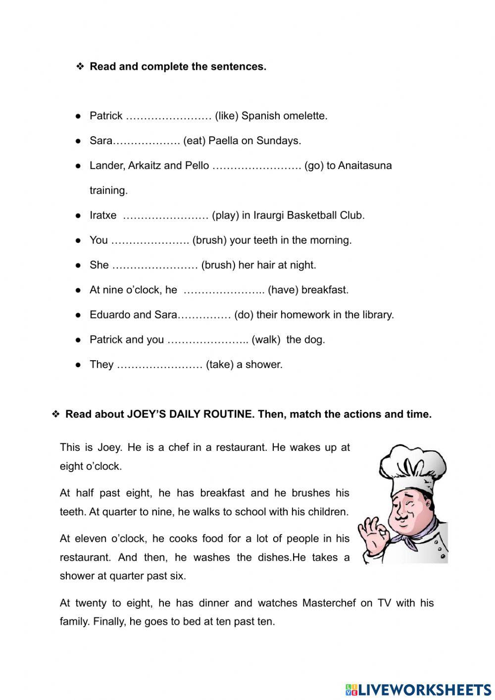 1653546 | Daily routines | schapartegui | LiveWorksheets