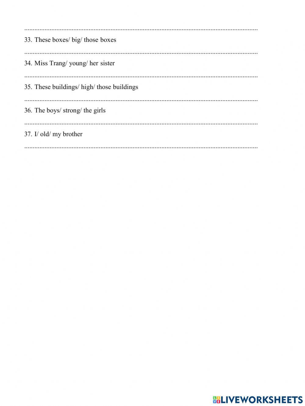 Unit 4 - Grade 6 - Comparatives online exercise for | Live Worksheets