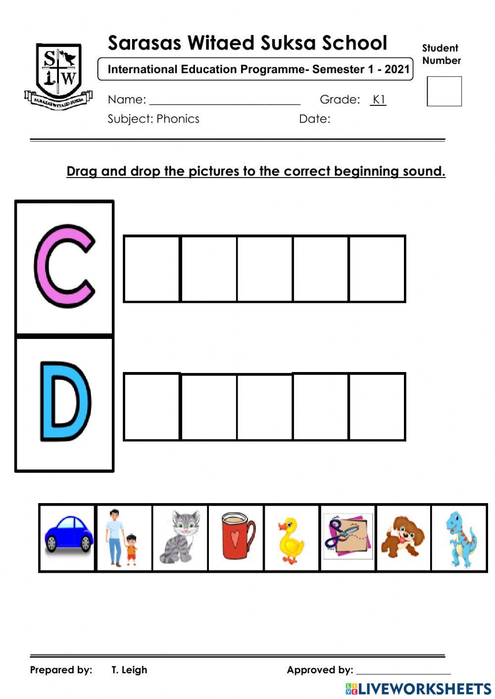 Letter C-D Beginning Sounds online exercise for | Live Worksheets
