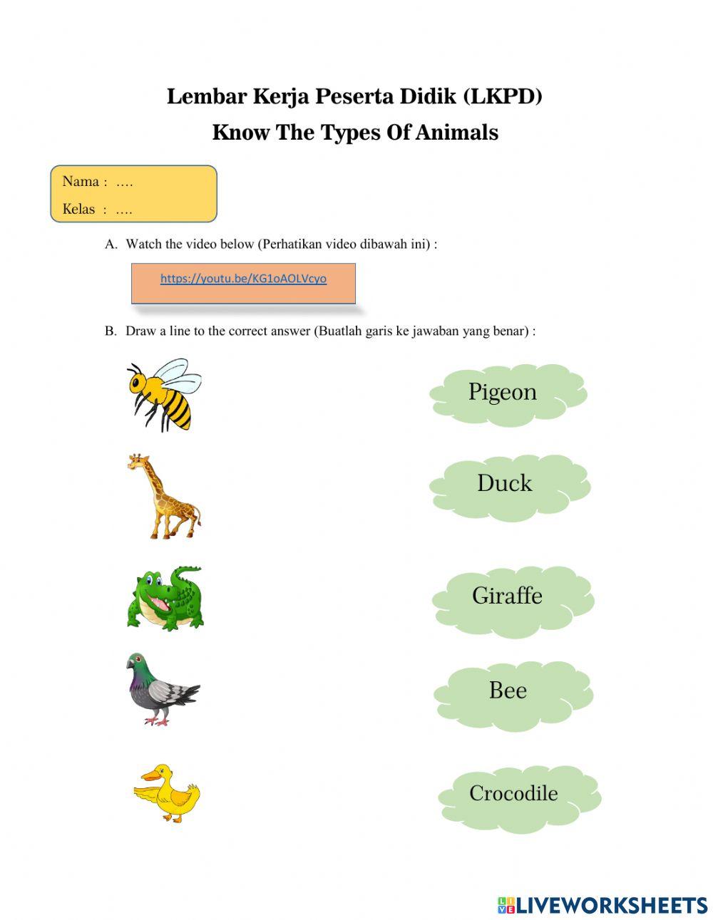 Hewan interactive activity for Kelas 1 | Live Worksheets