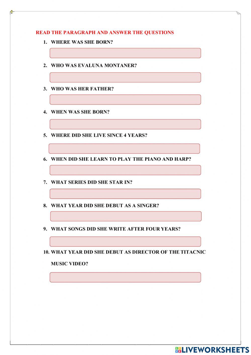 Simple past questions - biography worksheet | Live Worksheets