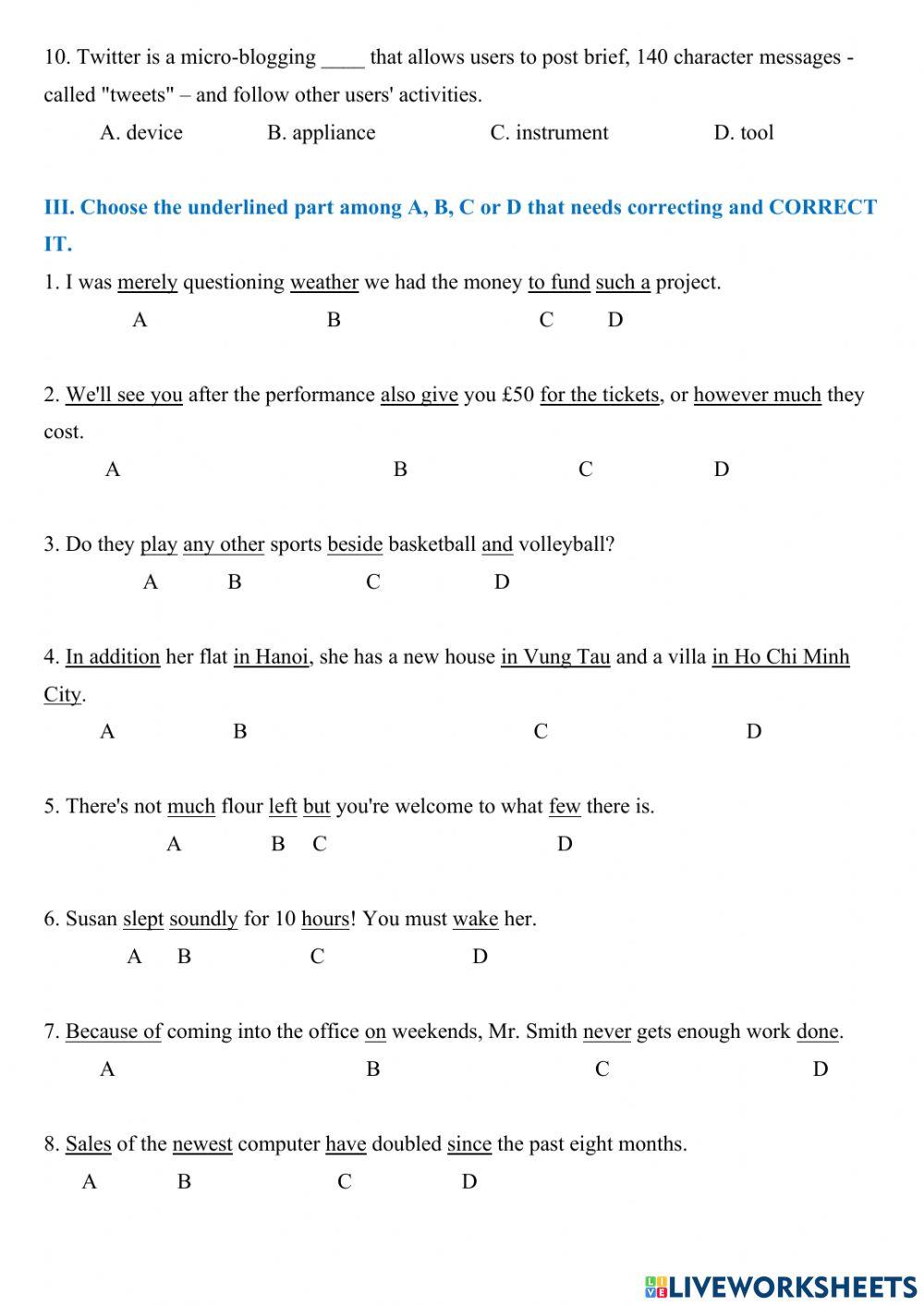 Grade 12 Unit 4 Reading and Vocabulary worksheet | Live Worksheets