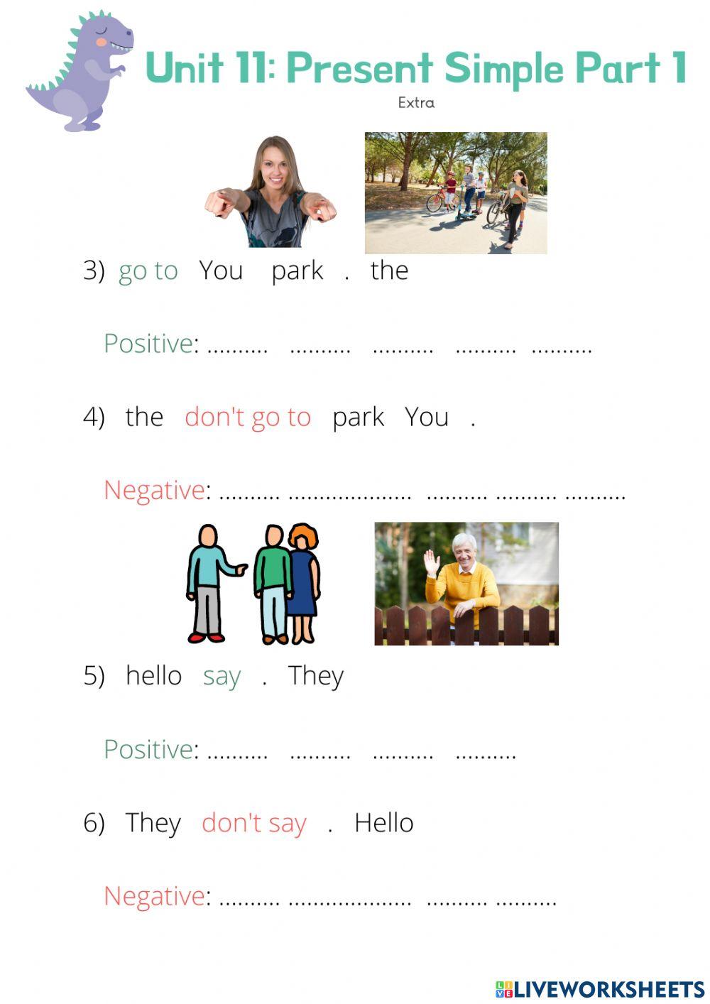 Unit 11: Present Simple Part 1 worksheet | Live Worksheets
