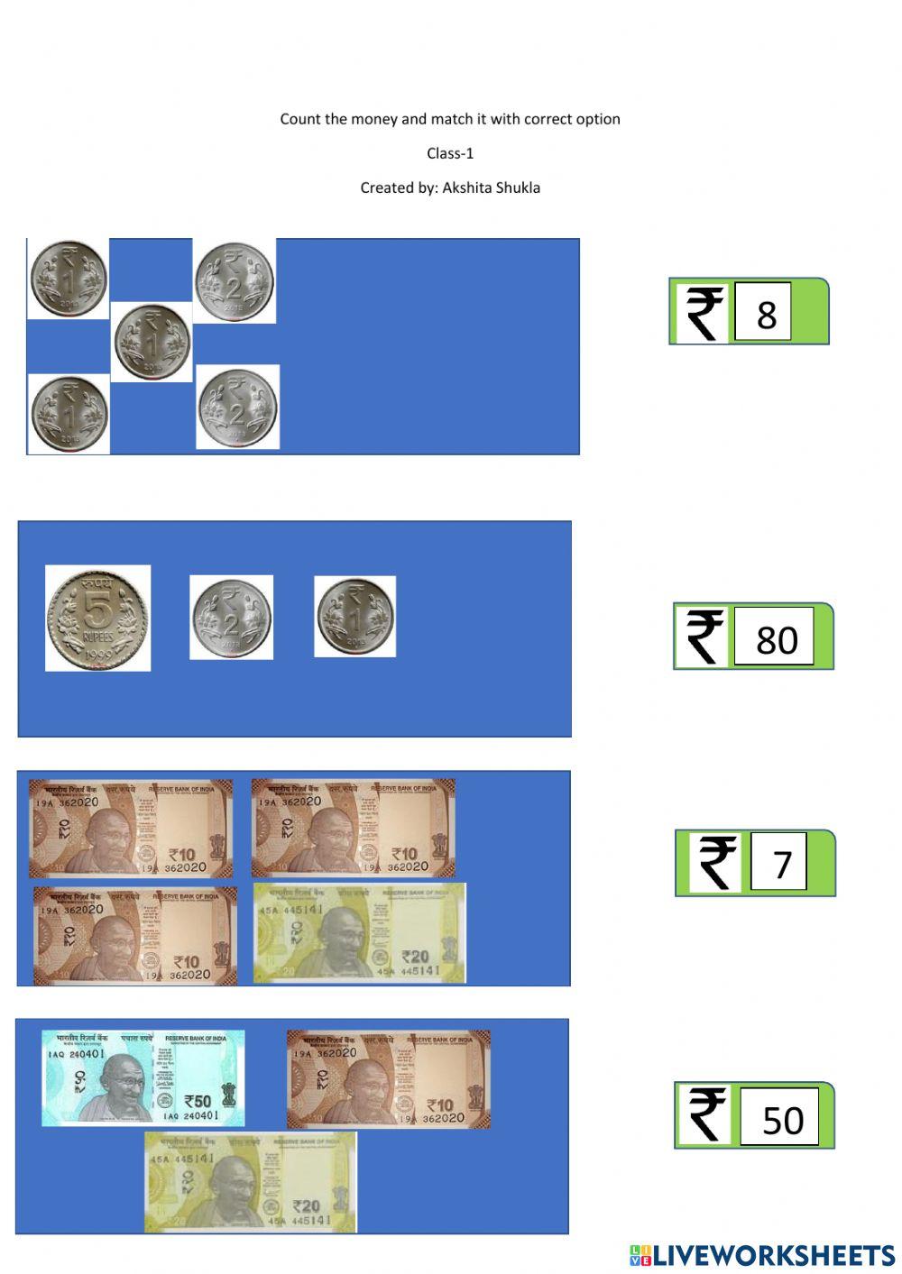Money Counting … | Free Interactive Worksheets | 1654246