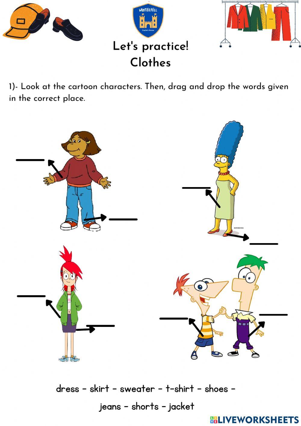 Clothes online exercise for beginner | Live Worksheets