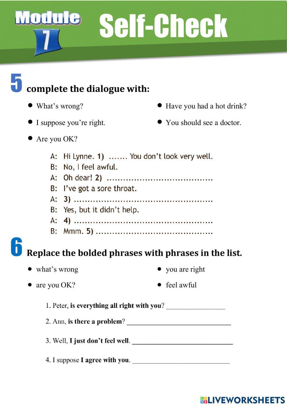 Self Check Module 7 online exercise for | Live Worksheets